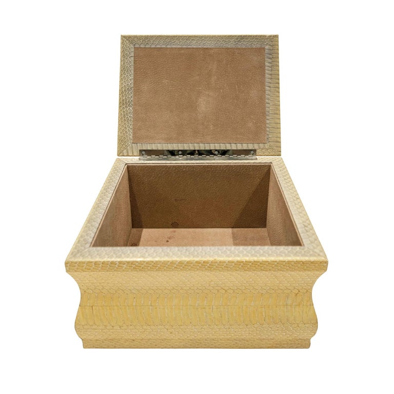 Karl Springer Iconic Hinged Box in Yellow Cobra, 1970s For Sale at 1stDibs