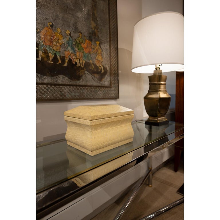 Karl Springer Iconic Hinged Box in Yellow Cobra, 1970s For Sale at 1stDibs