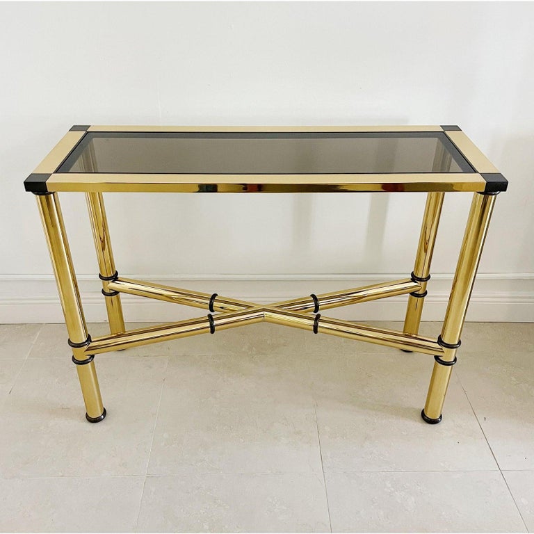 Karl Springer "Jansen" Console Tables - Pair - c. 1970s For Sale at 1stDibs