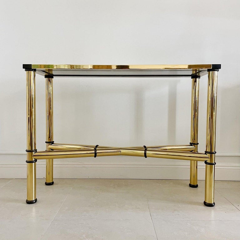 Karl Springer "Jansen" Console Tables - Pair - c. 1970s For Sale at 1stDibs