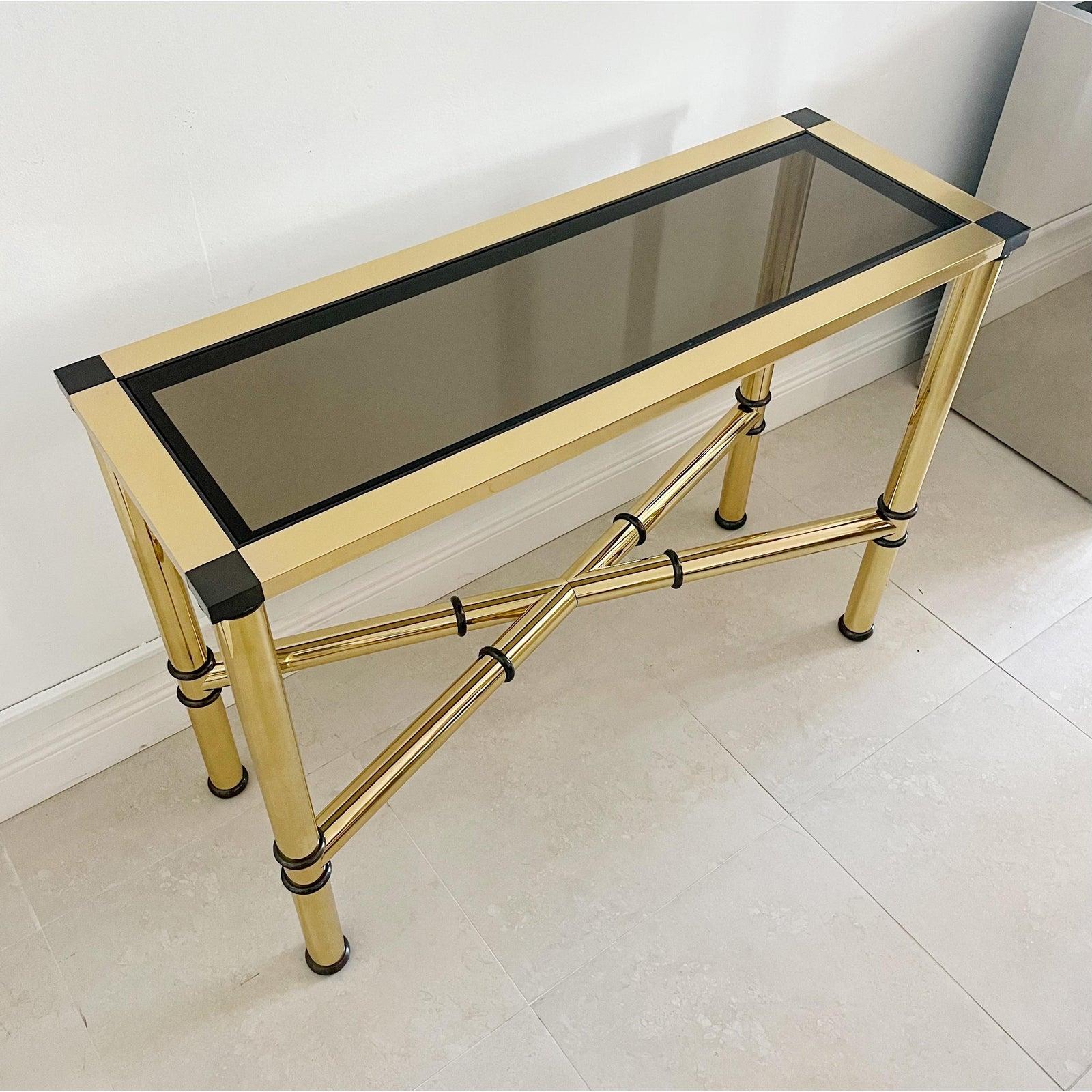 Karl Springer "Jansen" Console Tables - Pair - c. 1970s For Sale at 1stDibs