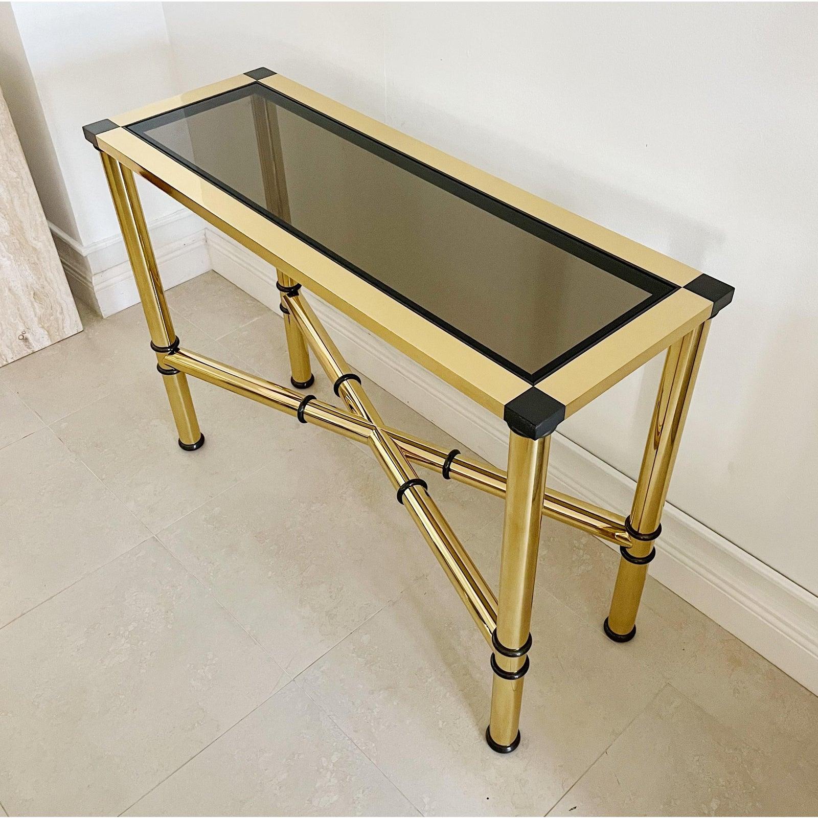 Karl Springer "Jansen" Console Tables - Pair - c. 1970s For Sale at 1stDibs