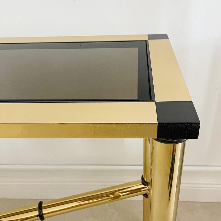 Karl Springer "Jansen" Console Tables - Pair - c. 1970s For Sale at 1stDibs