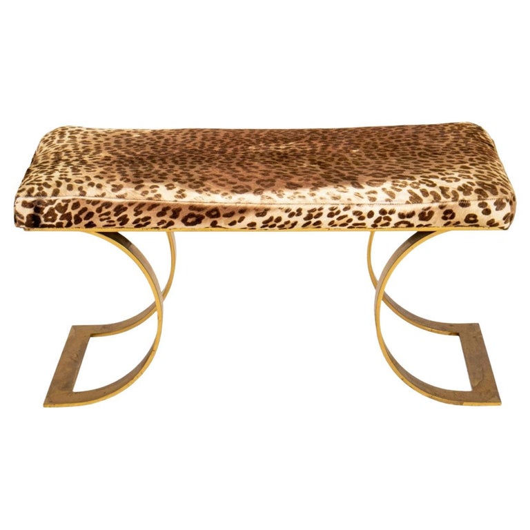 Karl Springer ''JMF'' Postmodern Brass Bench For Sale at 1stDibs