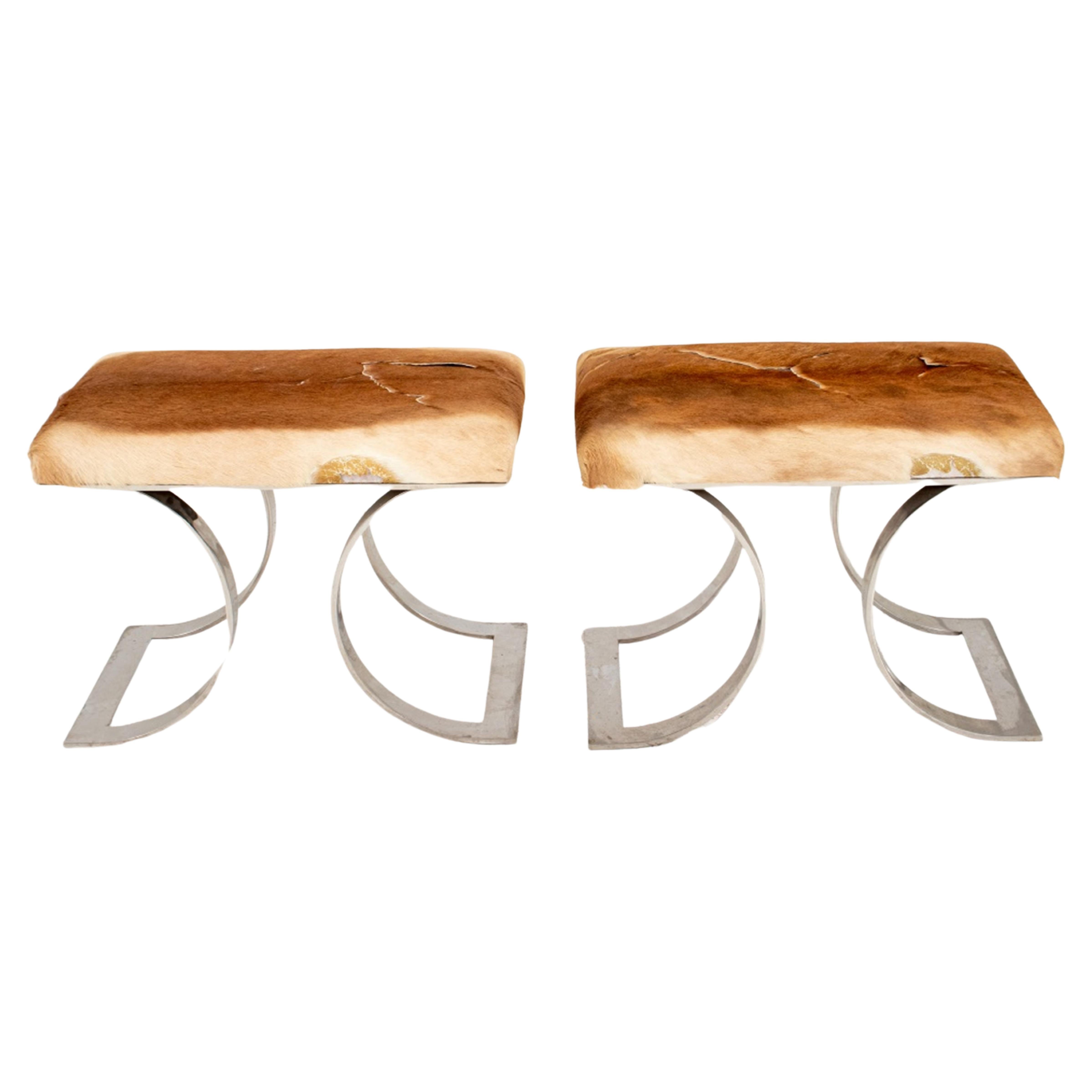 Rare Karl Springer Signed Prototype JMF Bench with Tooled Leather For ...
