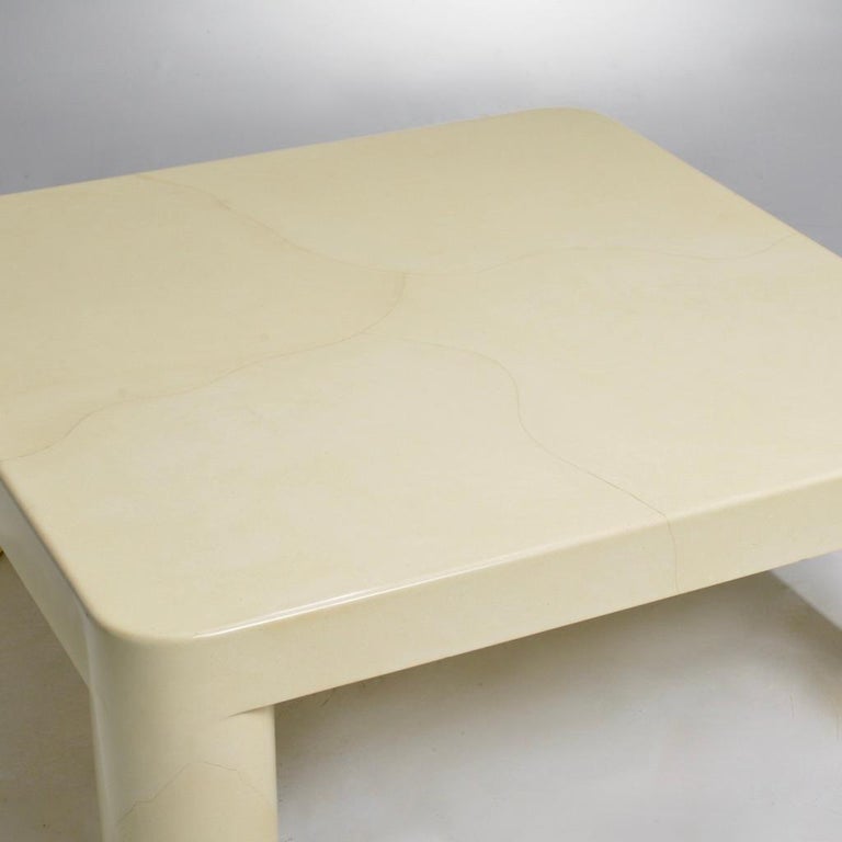 Karl Springer Lacquered Goatskin Square Coffee Table For Sale at 1stDibs