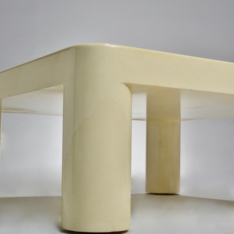 Karl Springer Lacquered Goatskin Square Coffee Table For Sale at 1stDibs