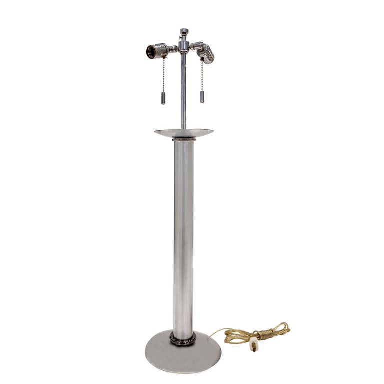 Karl Springer Large "Candlestick Table Lamp" in Brushed Nickel 1980s ...