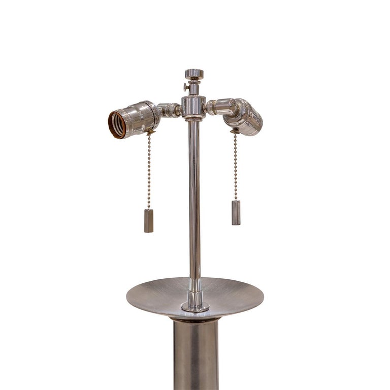 Karl Springer Large "Candlestick Table Lamp" in Brushed Nickel 1980s ...