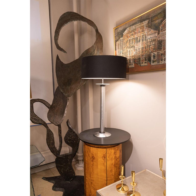 Karl Springer Large "Candlestick Table Lamp" in Brushed Nickel 1980s ...