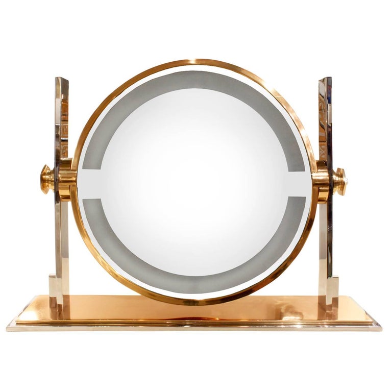 Karl Springer Large Illuminating Vanity Mirror, 1980s at 1stDibs