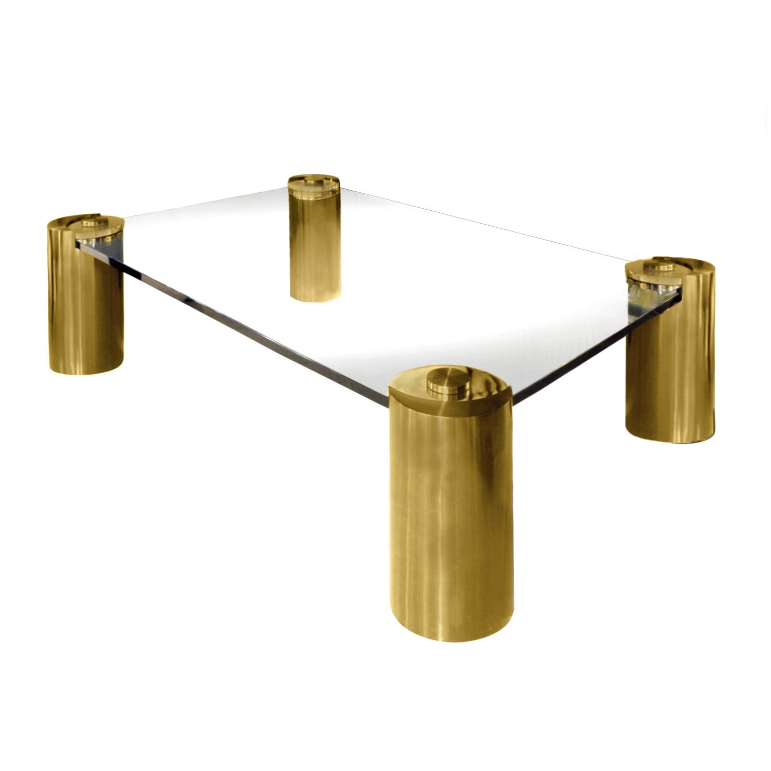 Karl Springer Large "Sculpture Leg Coffee Table" in Gunmetal and Brass ...