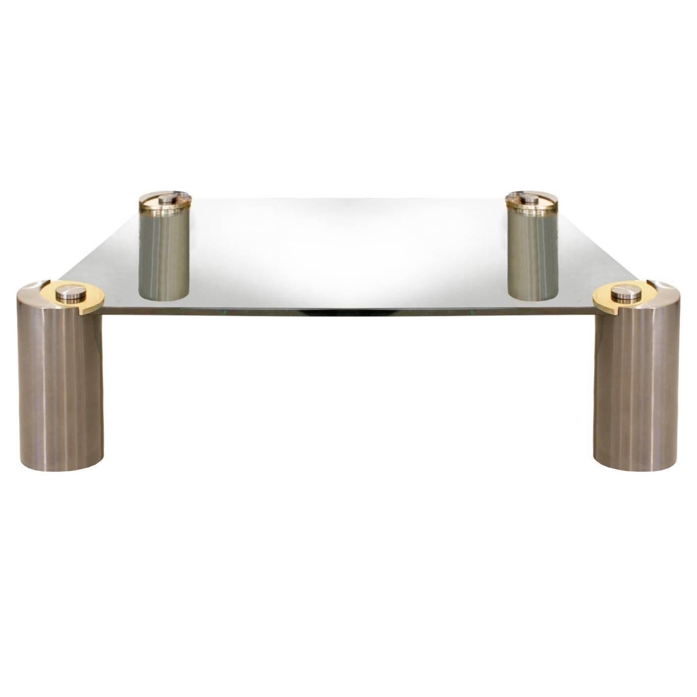 Karl Springer Large "Sculpture Leg Coffee Table" in Gunmetal and Brass ...