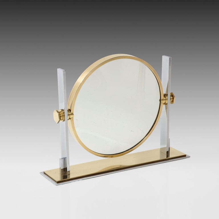 Karl Springer Large Vanity Mirror in Brass and Chrome, USA, 1980s For ...