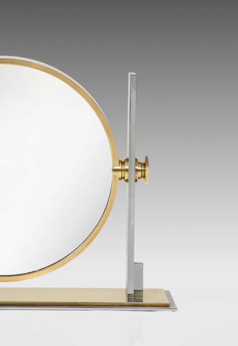 Karl Springer Large Vanity Mirror in Brass and Chrome, USA, 1980s For ...