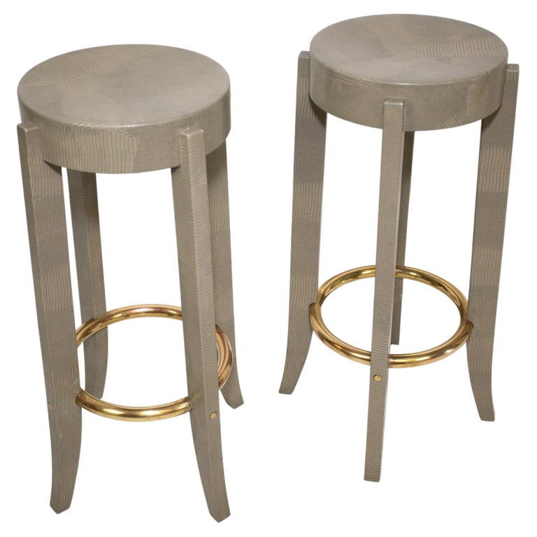 Karl Springer Leather Bar Stools For Sale at 1stDibs