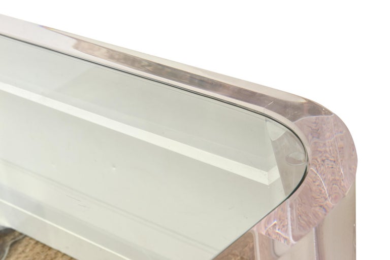 Les Prismatiques Lucite and Glass Rectangular "Luna" Cocktail Table at ...