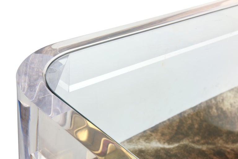 Les Prismatiques Lucite and Glass Rectangular "Luna" Cocktail Table at ...