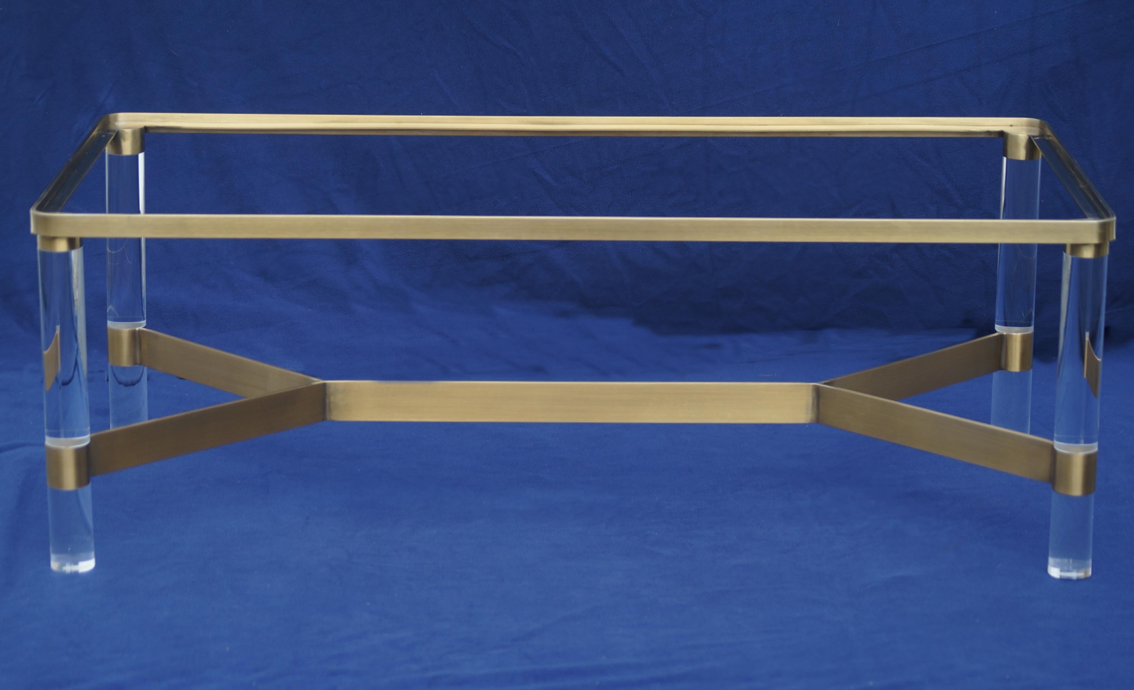 Karl Springer Lucite Glass Top Coffee Cocktail Table For Sale at 1stDibs