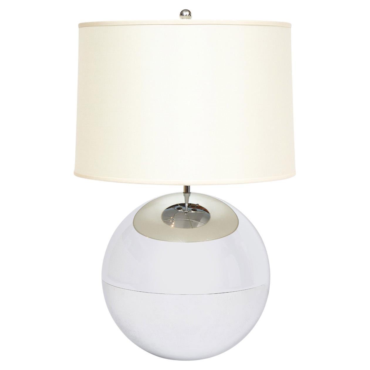 Postmodern Karl Springer Design Metal Ball Lamp For Sale at 1stDibs