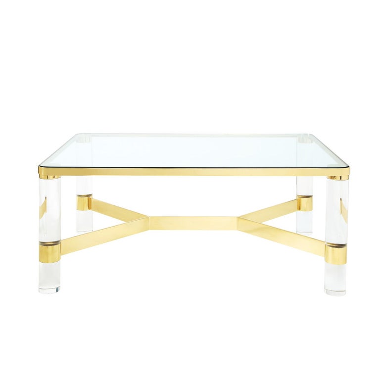 Karl Springer Meticulously Crafted Coffee Table with Lucite Legs 1980s ...