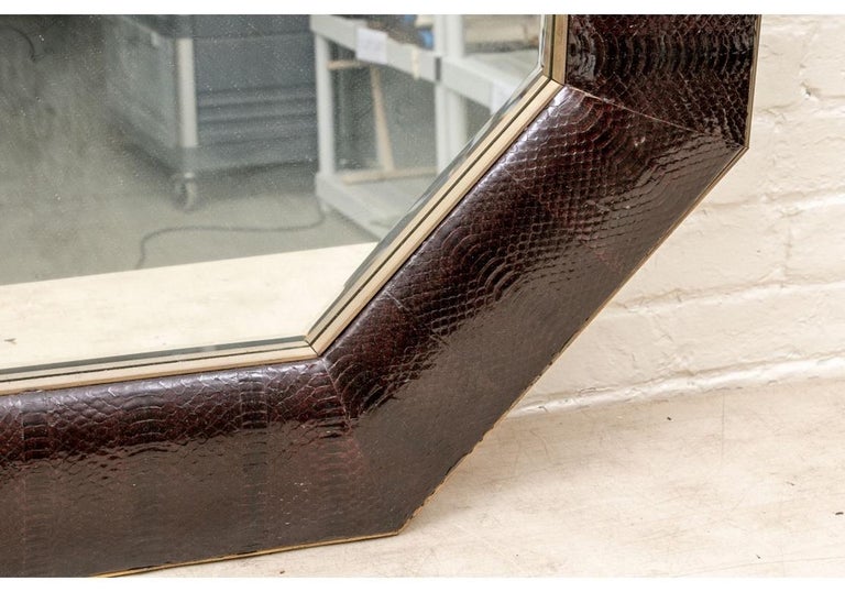 Karl Springer Octagonal Faux Snakeskin Mirror For Sale at 1stDibs