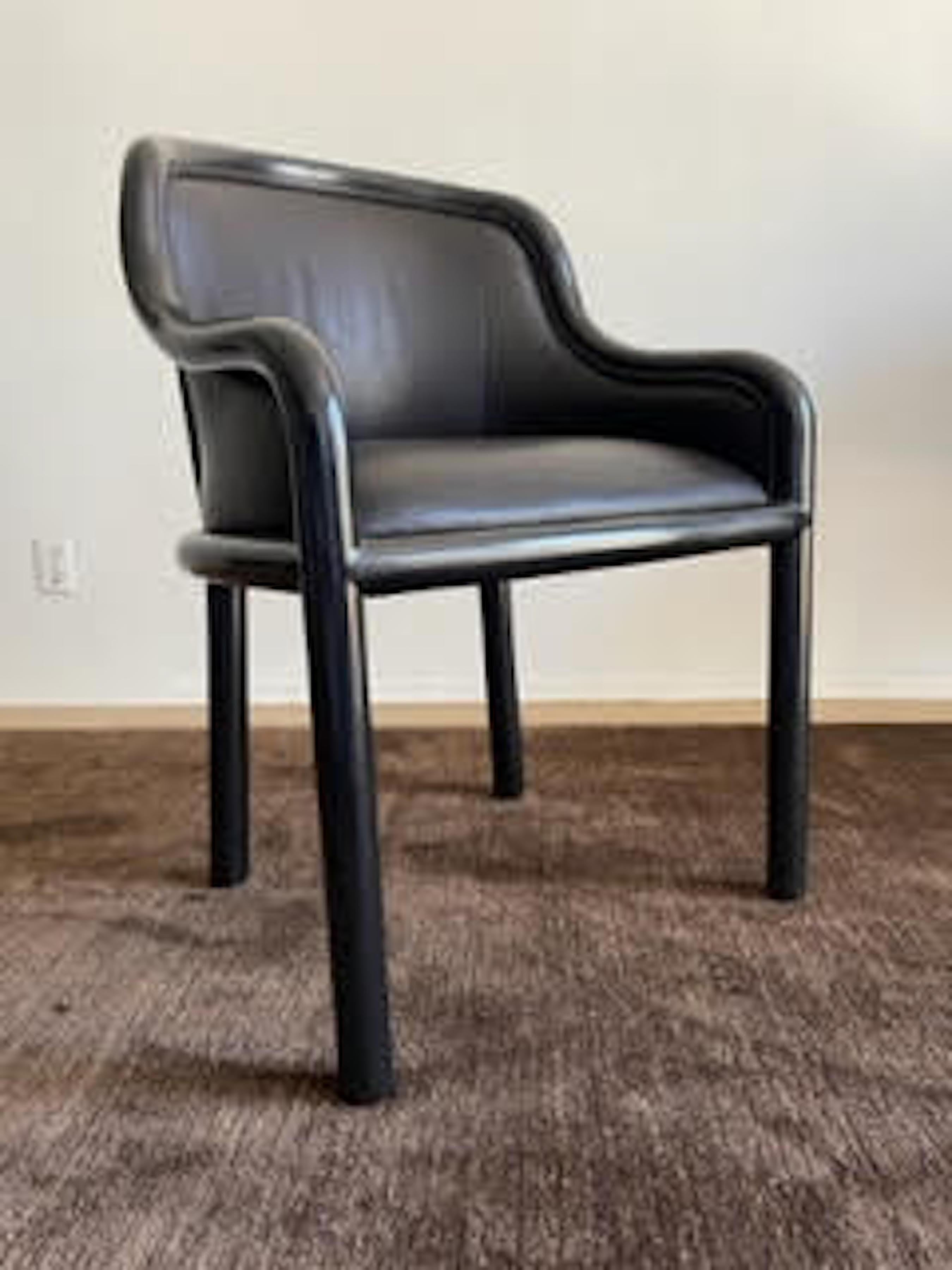 Karl Springer - Pair of Black Leather Bentwood Arm Chairs For Sale at ...
