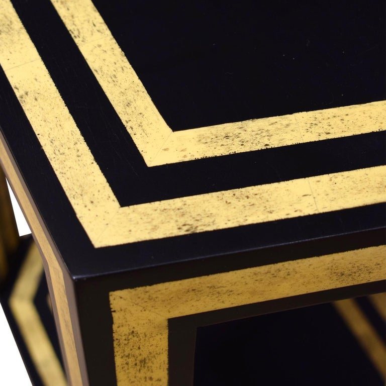 Karl Springer Pair of End Tables in Black and Bone Lacquer, 1970s For ...