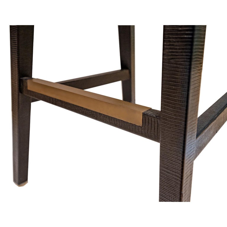 Karl Springer Pair of "JMF Barstools" in Black Lizard Leather 1986 ...