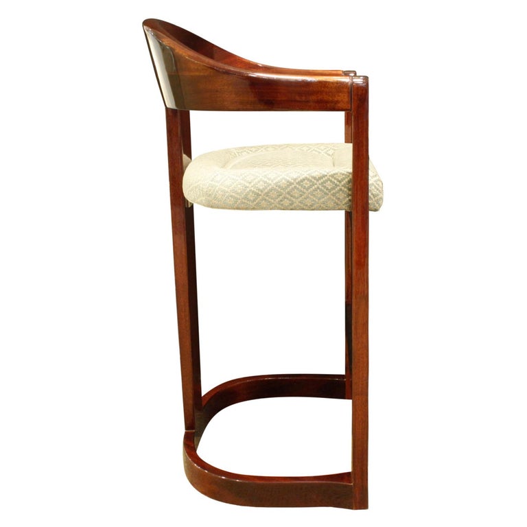 Karl Springer Pair of "Onassis Bar Stools" in Lacquered Mahogany, 1970s ...