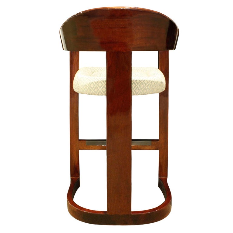 Karl Springer Pair of "Onassis Bar Stools" in Lacquered Mahogany, 1970s ...