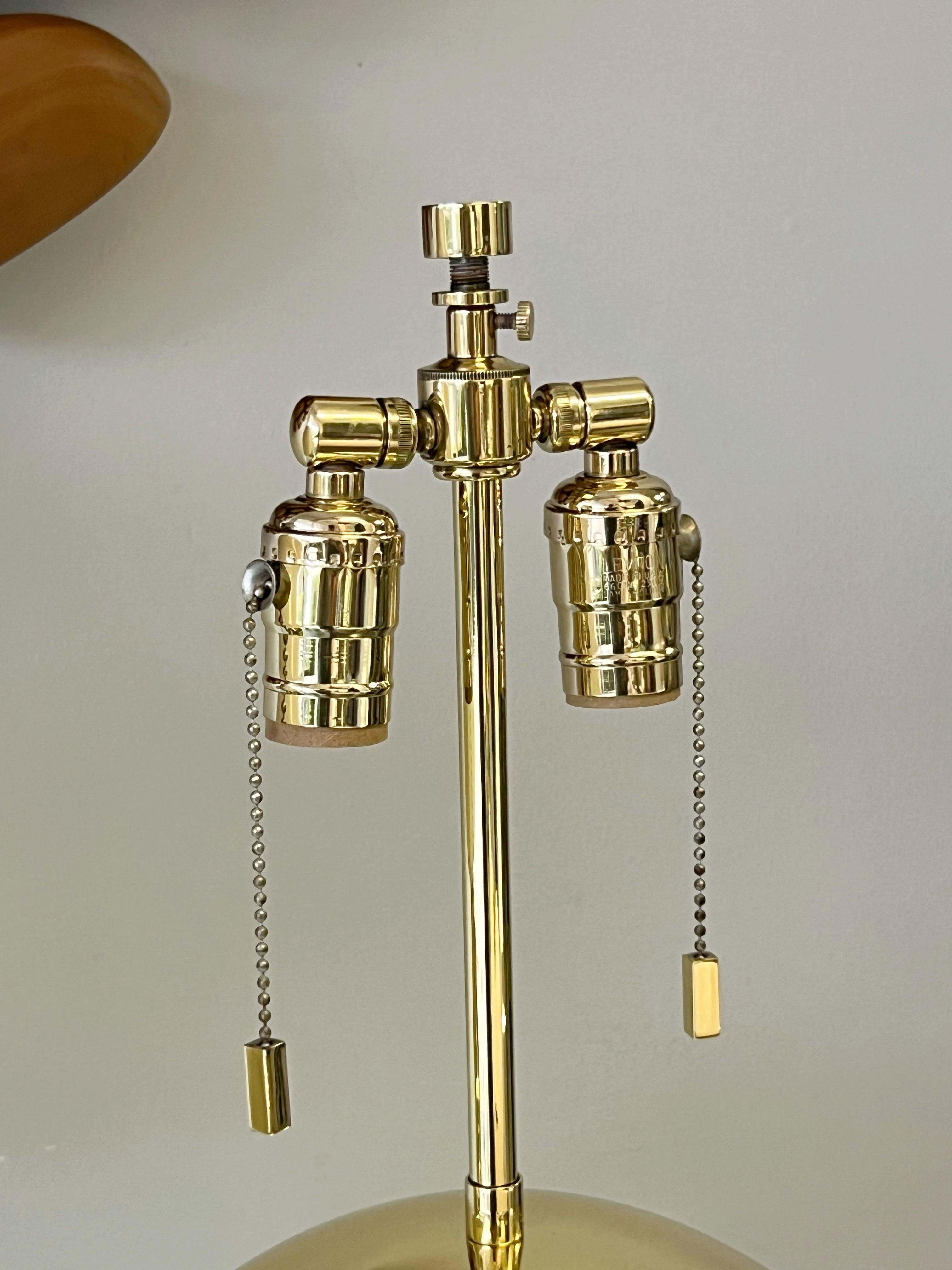 Karl Springer Pair of Round Bronze Table Lamps For Sale at 1stDibs