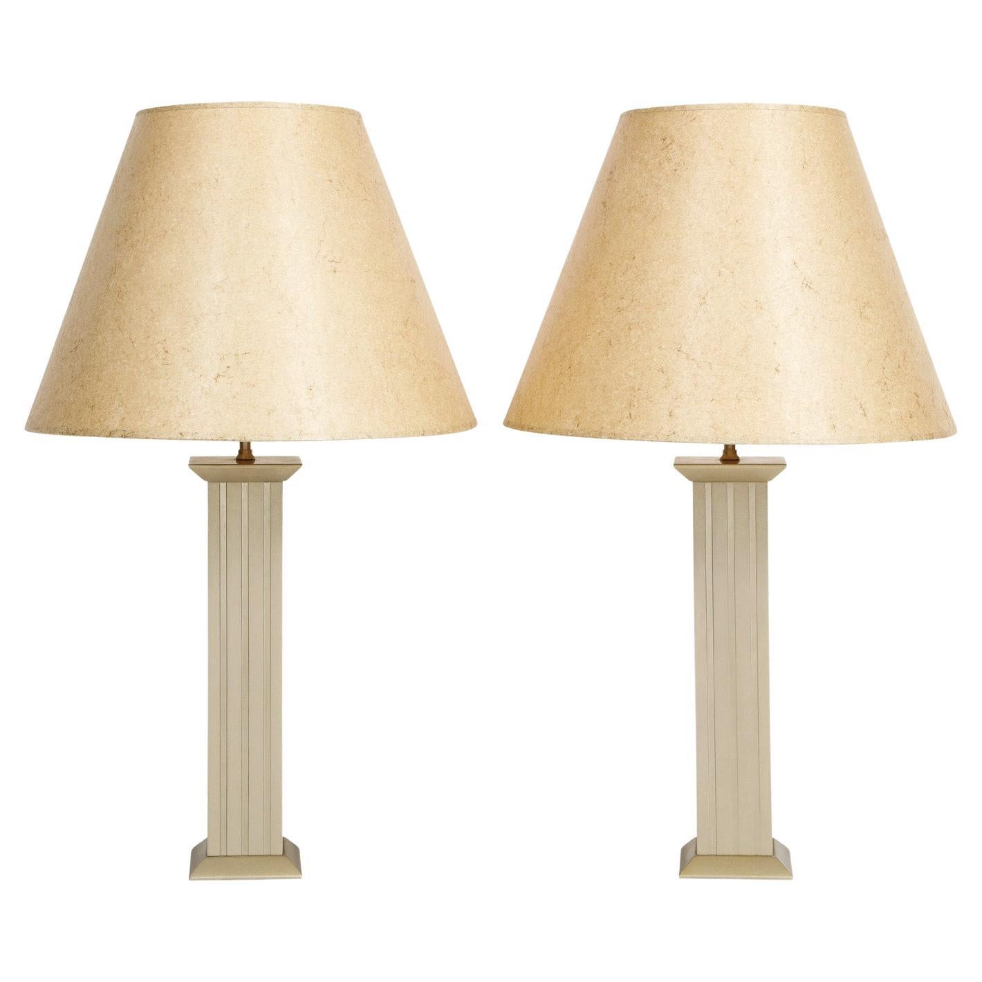Pair of Fluted Column Table Lamps at 1stDibs