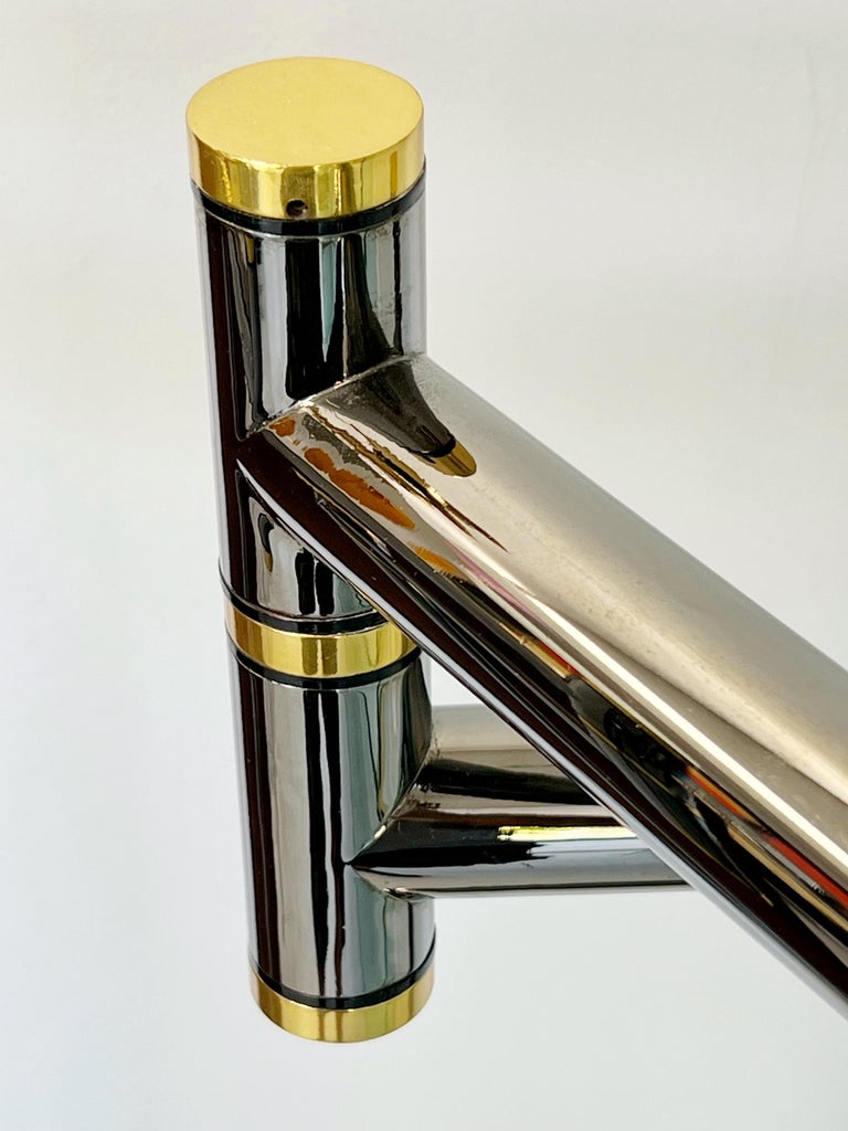 Karl Springer Pair of Swing Arm Floor Lamps in Brass and Gun Metal ...