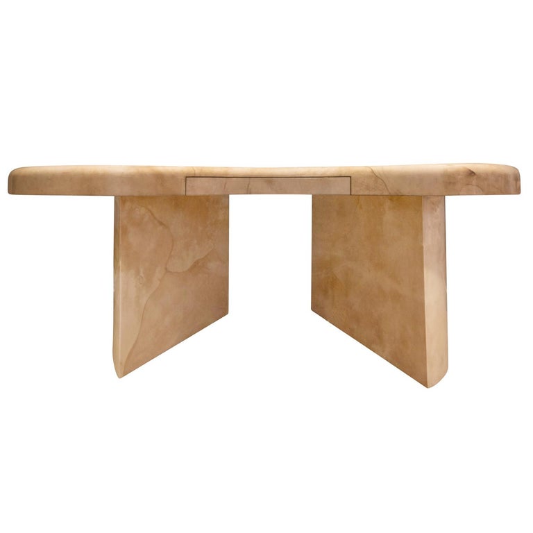 Karl Springer Rare "Goatskin Free Form Desk" 1988 For Sale at 1stDibs