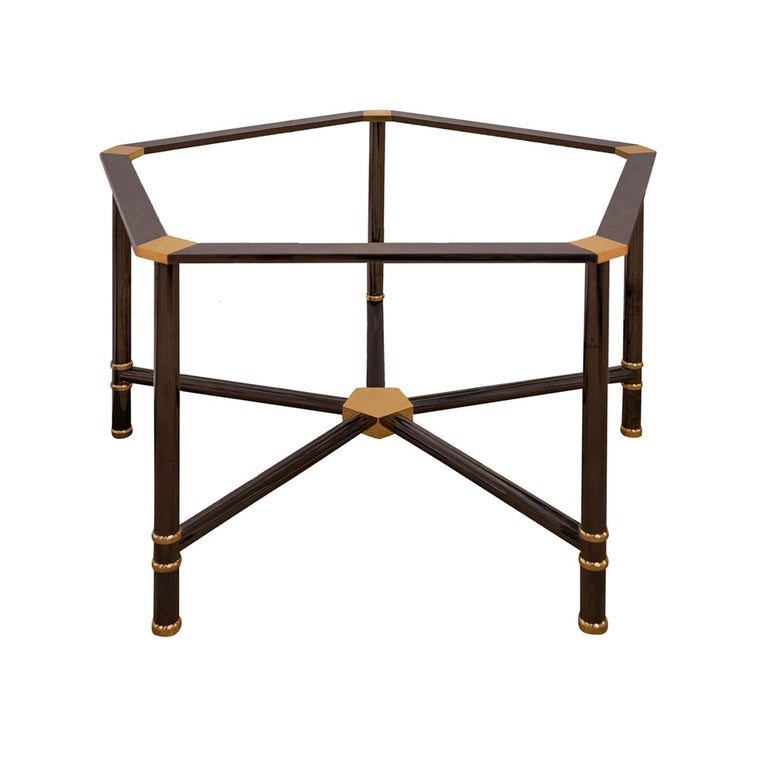 Karl Springer Rare Jansen Style Table in Polished Gunmetal and Brass ...