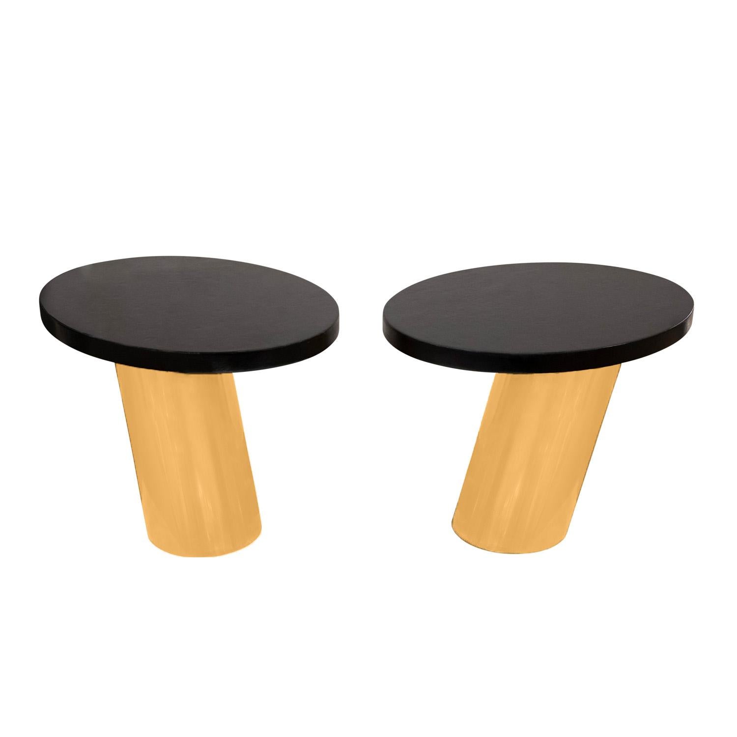 Karl Springer Rare Pair of "Mushroom Coffee Tables" 1990 'Signed and ...