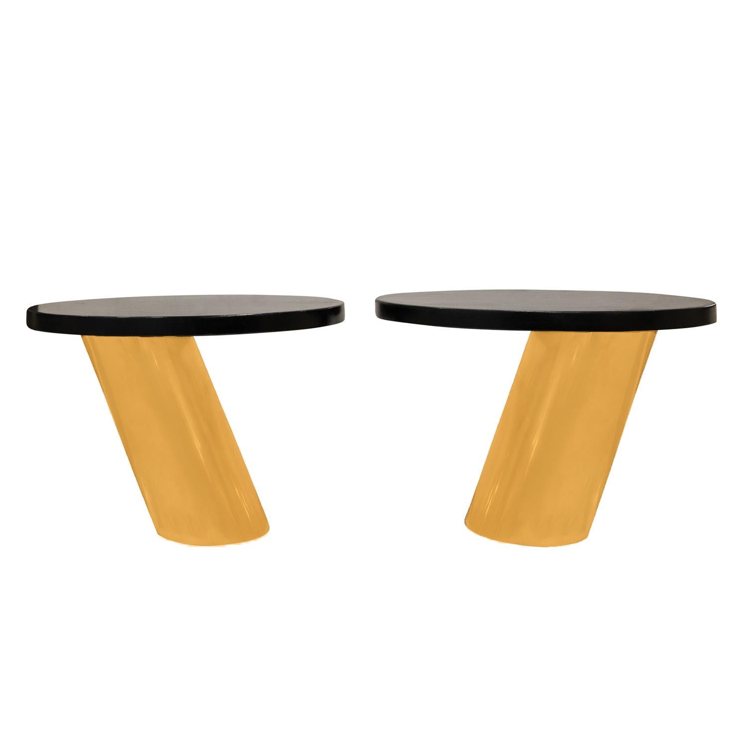 Karl Springer Rare Pair of "Mushroom Coffee Tables" 1990 'Signed and ...