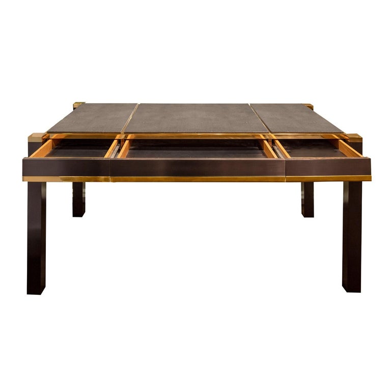Karl Springer Rare Writing Desk in Brass and Brushed Gunmetal 1970's at ...
