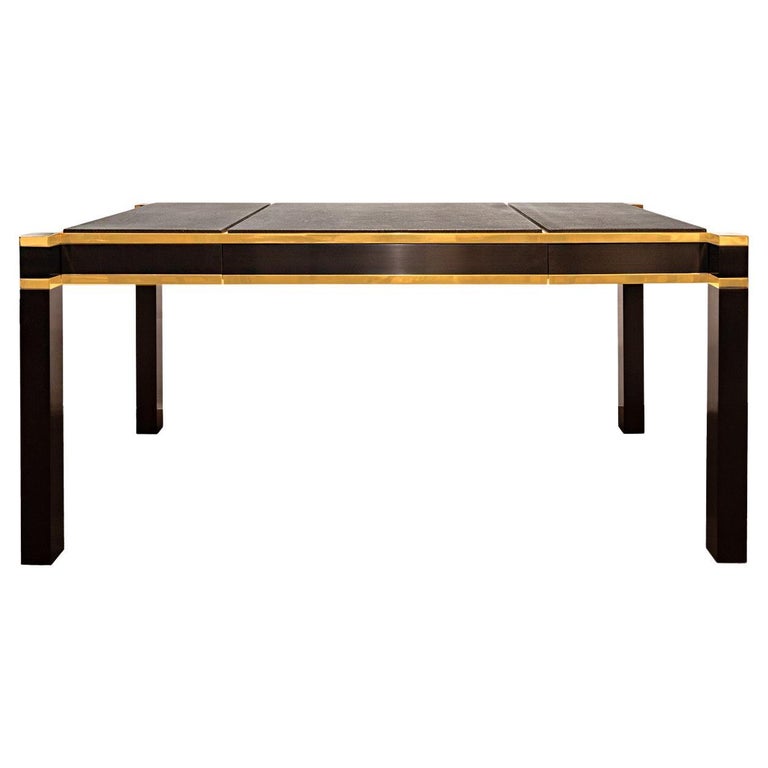 Karl Springer Rare Writing Desk in Brass and Brushed Gunmetal 1970's at ...