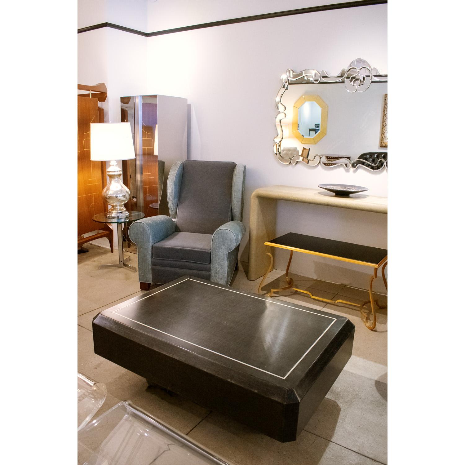 Karl Springer Rectangular Coffee Table in Batik with Recessed Lighting ...