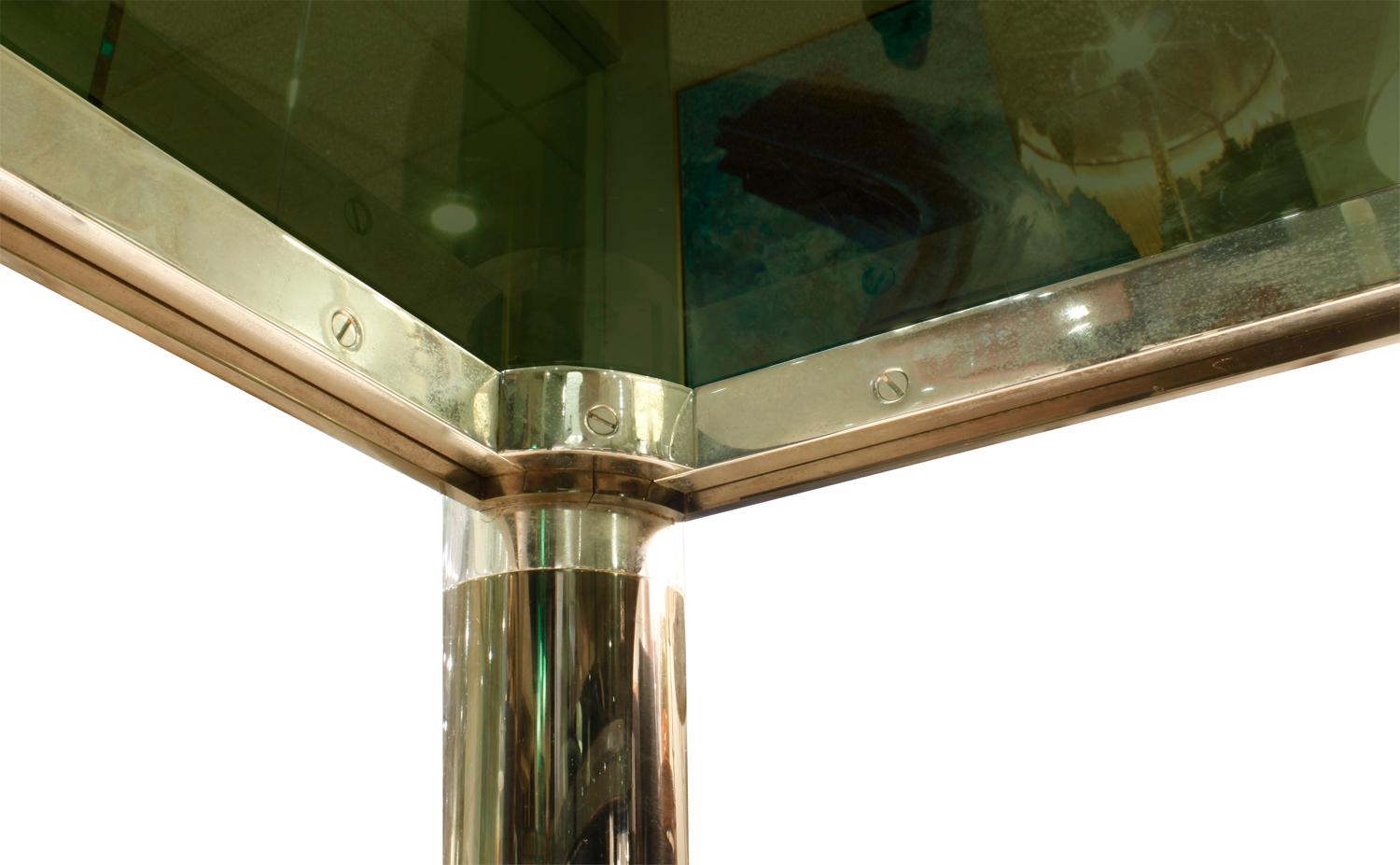 Karl Springer "Round Leg Coffee Table" in Gunmetal and Chrome 1980s at ...