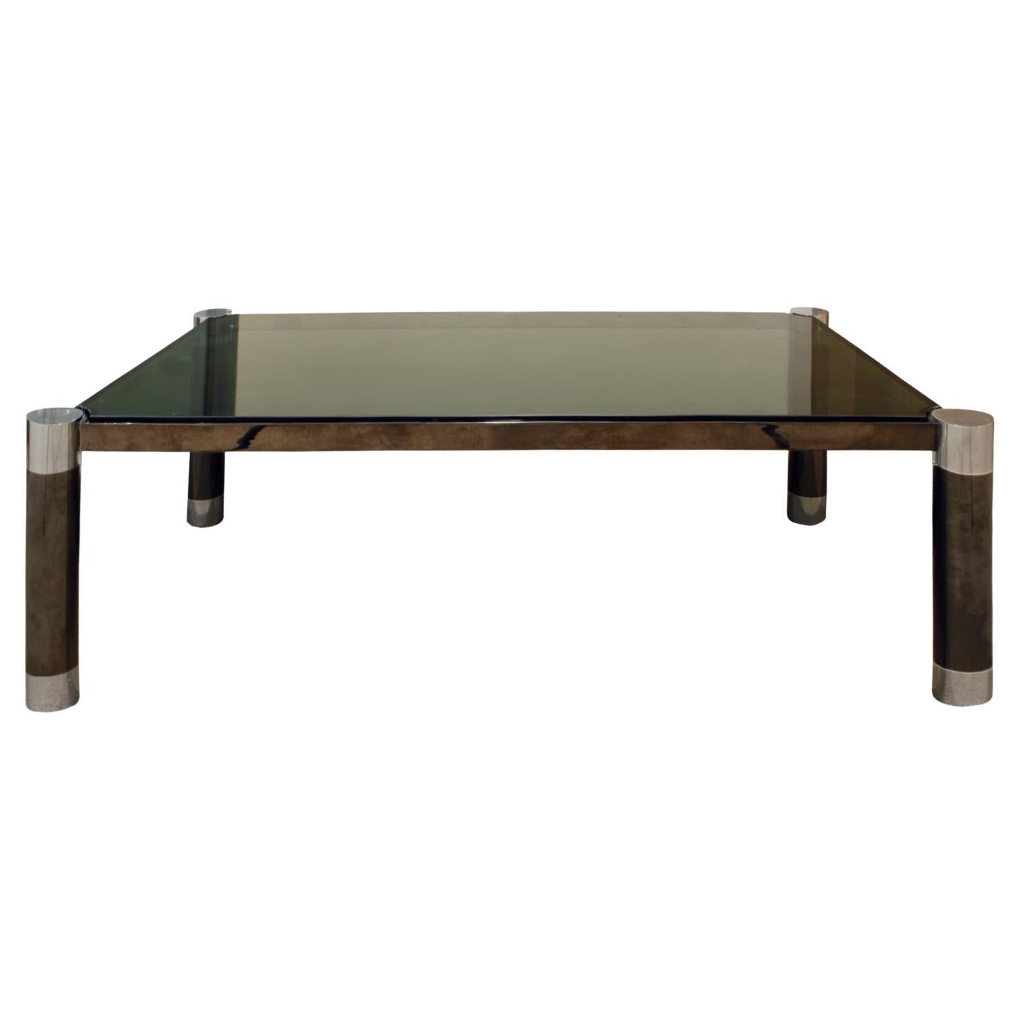 Karl Springer Gunmetal, Brass Coffee Table For Sale at 1stDibs