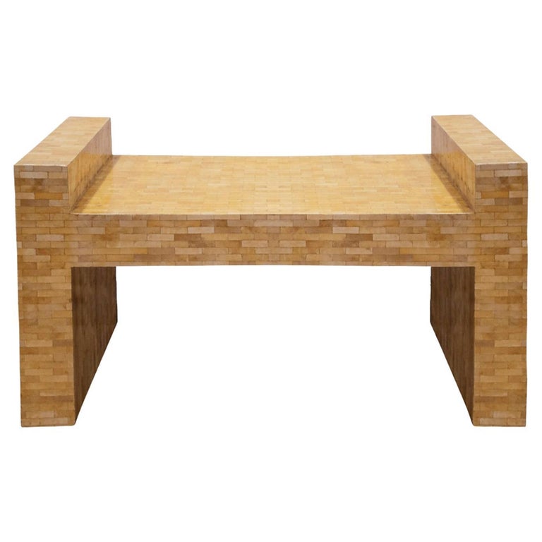 Karl Springer "Sculpture Bench" in Tessellated Goatskin, 1980s For Sale ...