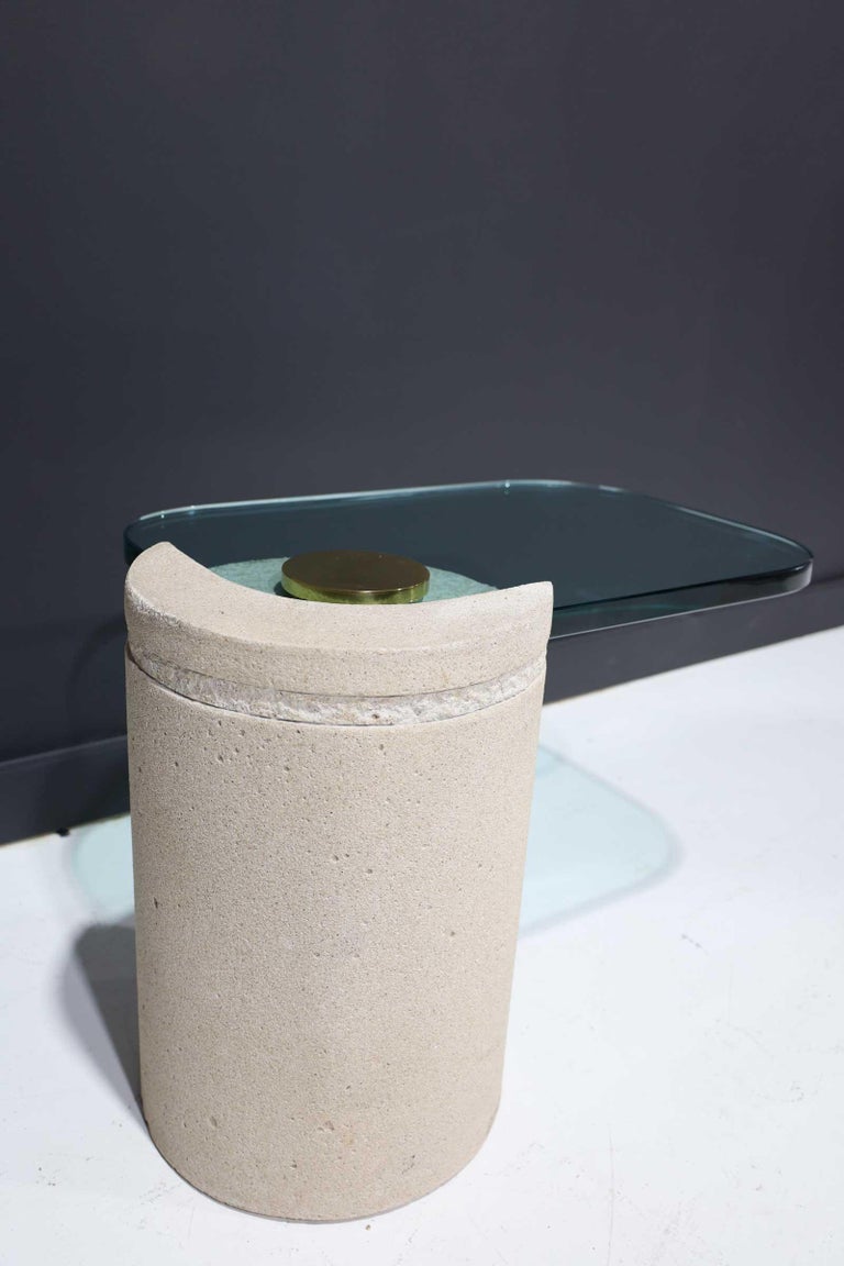 Karl Springer "Sculpture Table" in Sandstone and Brass, 1980s For Sale ...