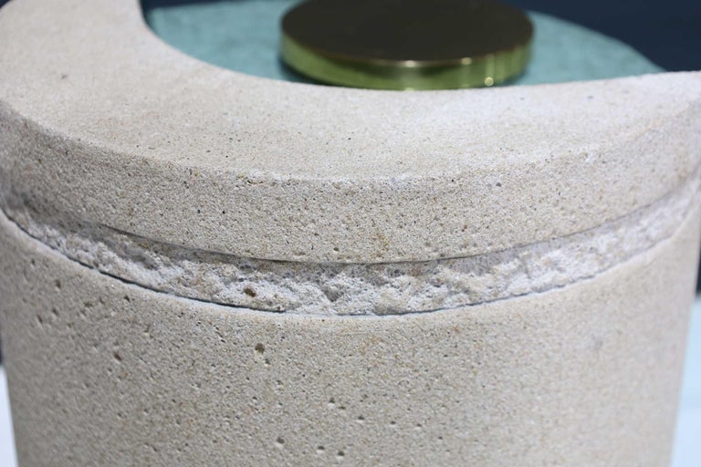 Karl Springer "Sculpture Table" in Sandstone and Brass, 1980s For Sale ...