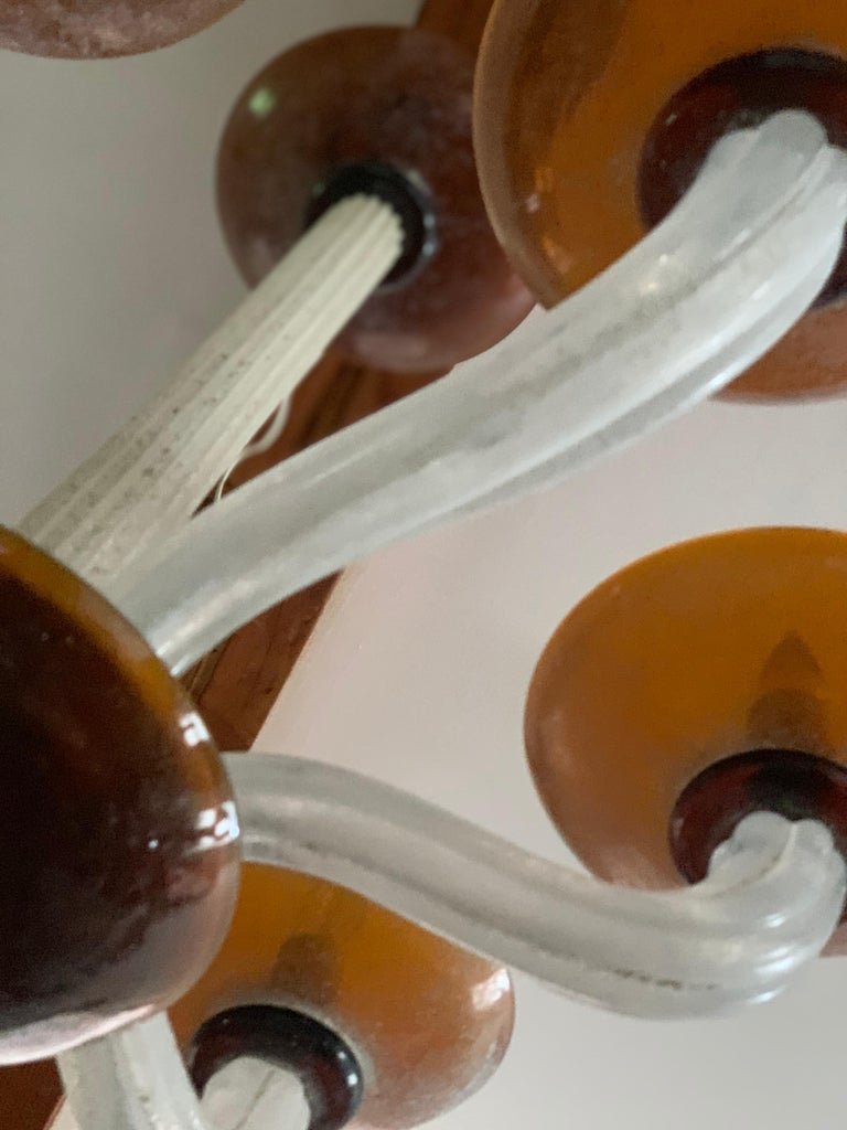 Karl Springer Seguso Fluted Cream and Amber Scavo Murano Glass ...