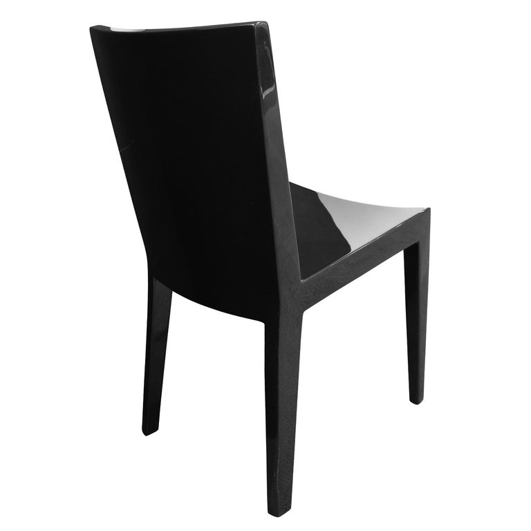 Karl Springer Set of 4 "JMF Chairs" in High Gloss Black Lacquer, 1980s ...