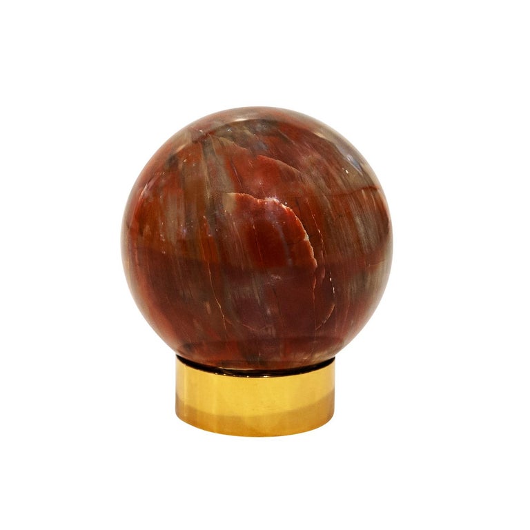 Karl Springer Set of Stunning Polished Exotic Marble Orbs on Custom ...
