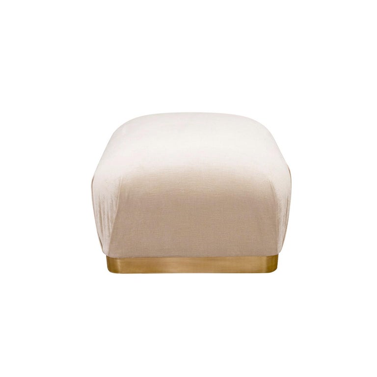 Karl Springer "Souffle Ottoman" with Bronze Base 1980s For Sale at 1stDibs